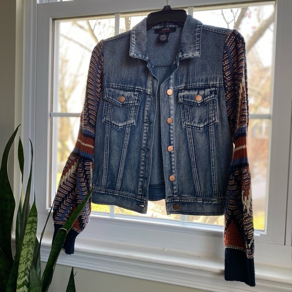 Flying Tomato | Jackets & Coats | Flying Tomato Crochet Sleeve Denim ...